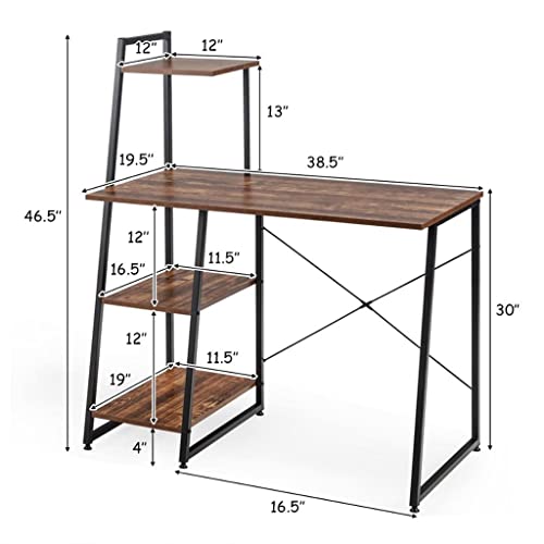 MJWDP Computer Desk with Bookshelf Study Desk Workstation with Bookcase Office Furniture