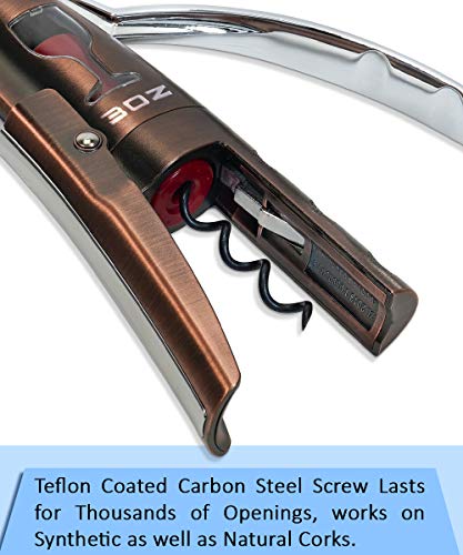 Manual Wine Opener Quality Vertical Lever Corkscrew Wine Bottle Opener with Foil Cutter easy to use lever corkscrew (BRONZE)
