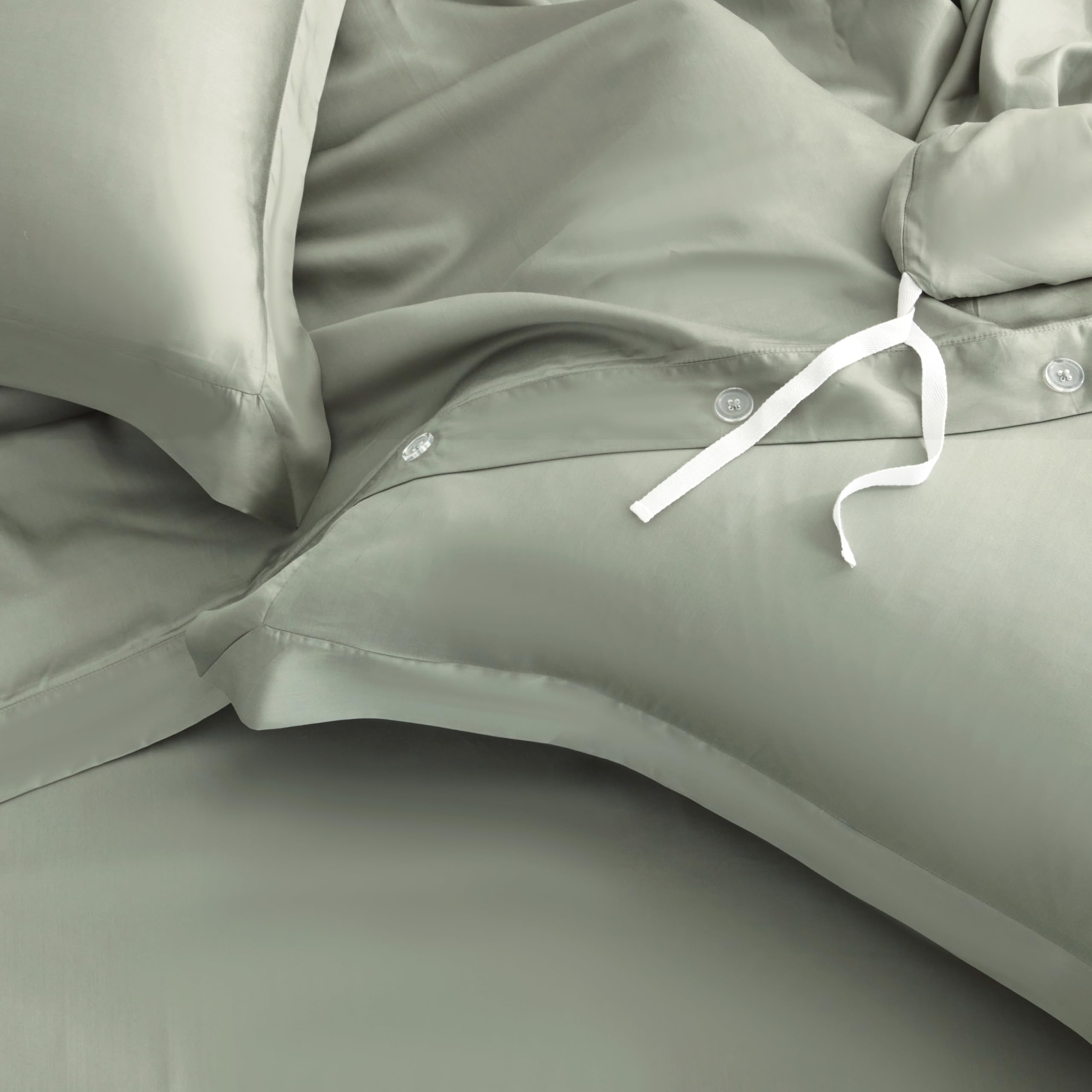 Sterling Creek 100% Tencel Lyocell Duvet Cover Set Queen Size 3-Piece Set - Luxury Soft Breathable Silky Smooth Cooling Comforter Cover with Button Closure for Hot Sleepers (Queen, Eucalyptus)