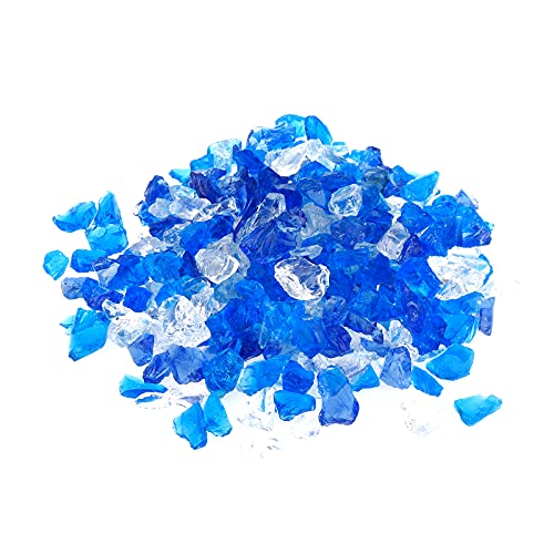 Mr. Fireglass 10 Pounds Crushed Fire Glass for Natural or Propane Fire Pit Fireplace and Landscaping, High Luster Bahama Blends