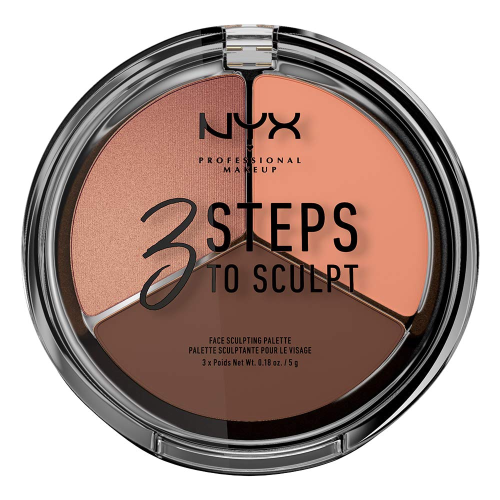 NYX PROFESSIONAL MAKEUP 3 Steps to Sculpt, Face Sculpting Contour Palette - Deep (Pack of 2)