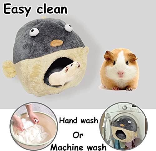 PINVNBY Guinea Pigs Cave Bed Cute Habitat Warm Small Animal Hideout Cave Fleece Cage Nest Accessories Removable Washable Pillow Mat for Bunny Chipmunk Hamster Hedgehog