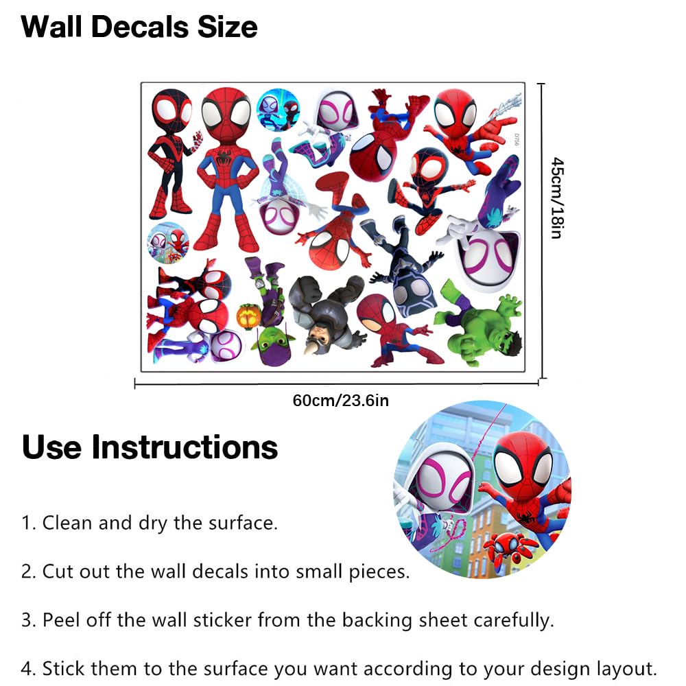 Spider and His Best Friends Sticker Children's Cartoon Bedroom Background Wall Decoration Wall Sticker PVC (6)