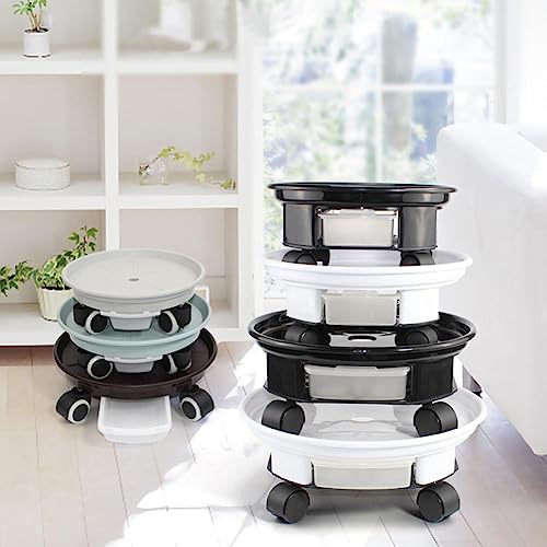RUDINO Planter Caddy,Plant Roller Base,Plant Caddy With Wheels,Heavy Duty Plant Caddy With Wheels,Round Flower Pot Mover With 4wheels,With Brake Wheel,Suitable For Indoor Planters,Balconies,Courtyards