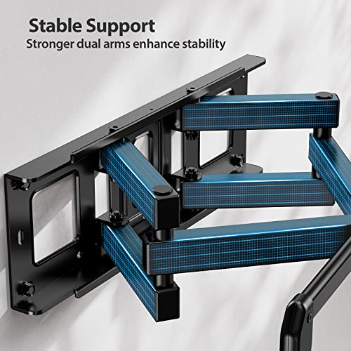 Pipishell Full-Motion TV Wall Mount for Most 37β75 Inch TVs up to 100 lbs, Wall Mount TV Bracket with Dual Articulating Arms, Extension, Swivel, Tilt, Fits 16" Wood Studs, 600 x 400mm Max VESA, PILF8
