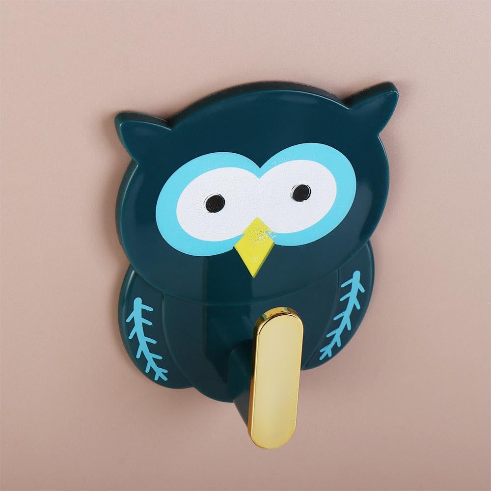 Pokinge 8pcs Cute Coat Hooks Wall Storage Sticky Hook Hanging Multi-Function Self Adhesive Owl Hook Storage Accessories for Kitchen Kids Bedroom Bathroom
