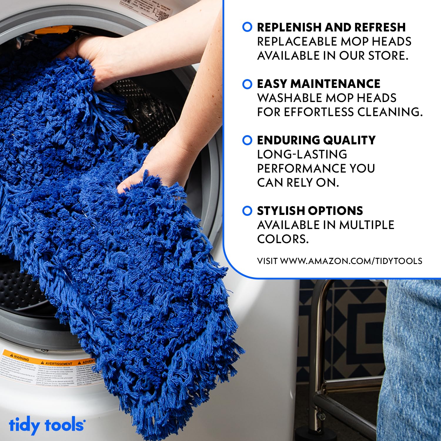 Tidy Tools Commercial Dust Mop Replacement Head – 36 x 5 in. Cotton Nylon Reusable Mop Head – Industrial Dust Mop Refill for Floor Cleaning & Janitorial Supplies, Blue