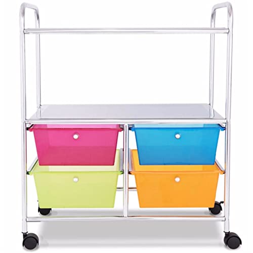 N/A 4 Multifunctional Drawers Rolling Storage Cart Rack Shelves Shelf Home Office Home Furniture (Color : Multi-Colored, Size : 1pcs)