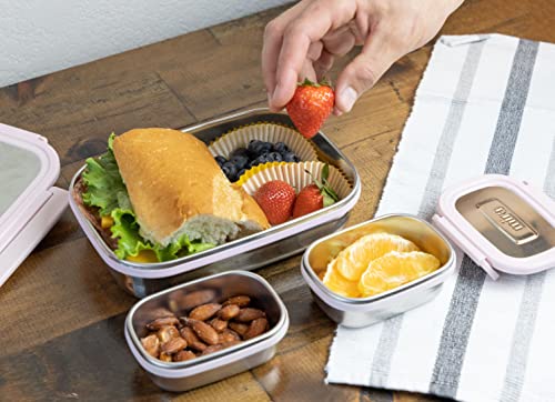 MIRA 3 Set Food Storage Containers with Lids, Stainless Steel Reusable Lunch & Food Nesting Containers, Candy Pink