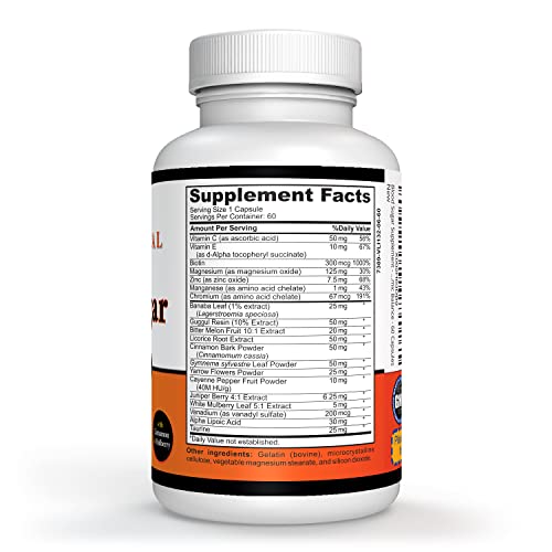 Sigmaceutical Blood Sugar Supplement - Gymnema Sylvestre Extract - Chromium Supplement - Cinnamon Supplement for Balance - 60 Capsules