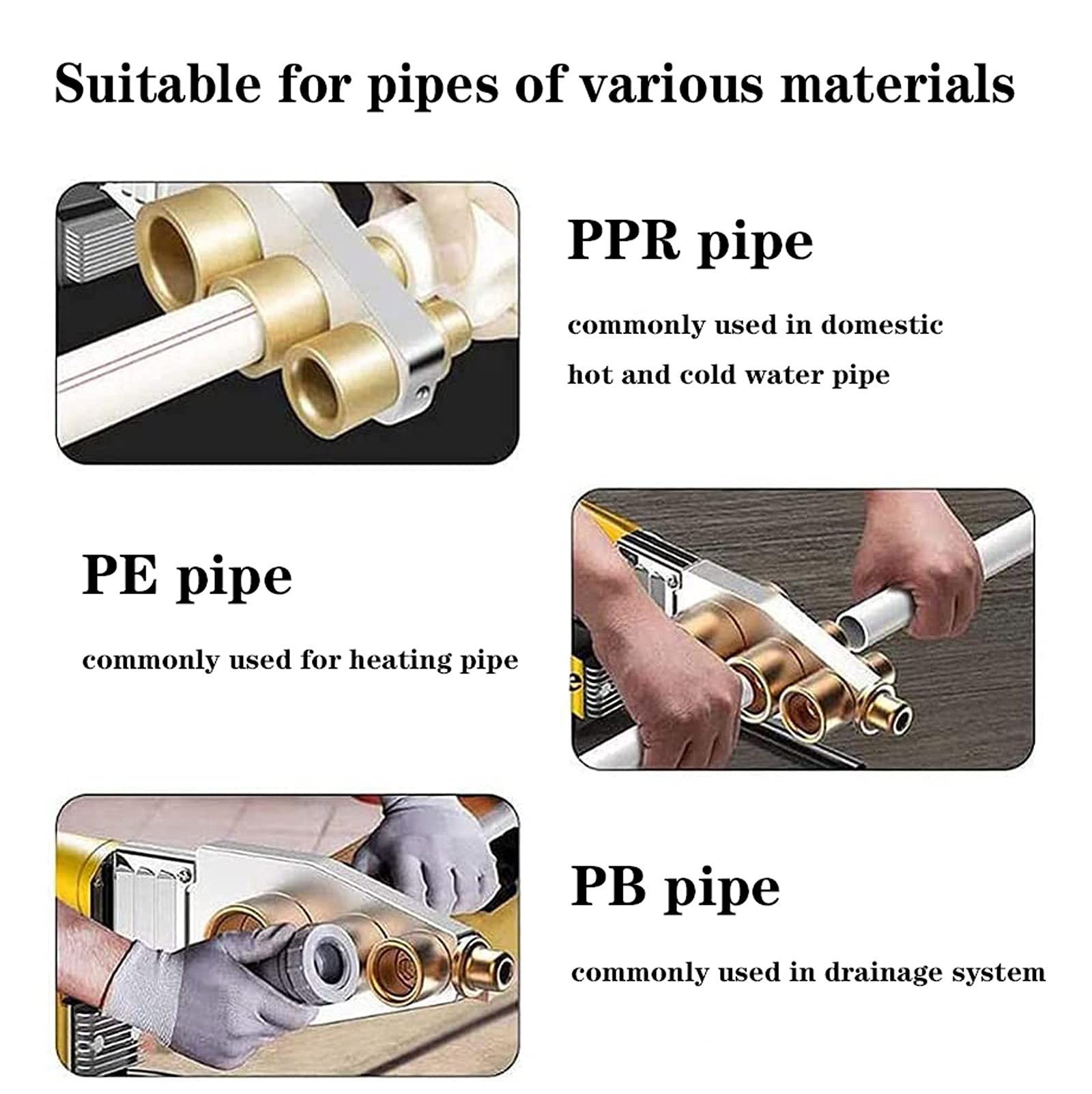 Plastic pipe welding tool,Plastic welder kit Contains welding heads of 6 diameters,Water Pipe Welding Machine Electric Heating Hot Melt Tools for PPR PE Tube 1000W 220V
