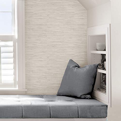 NuWallpaper NUS2875 Cream Grassweave Peel & Stick Wallpaper, Neutral