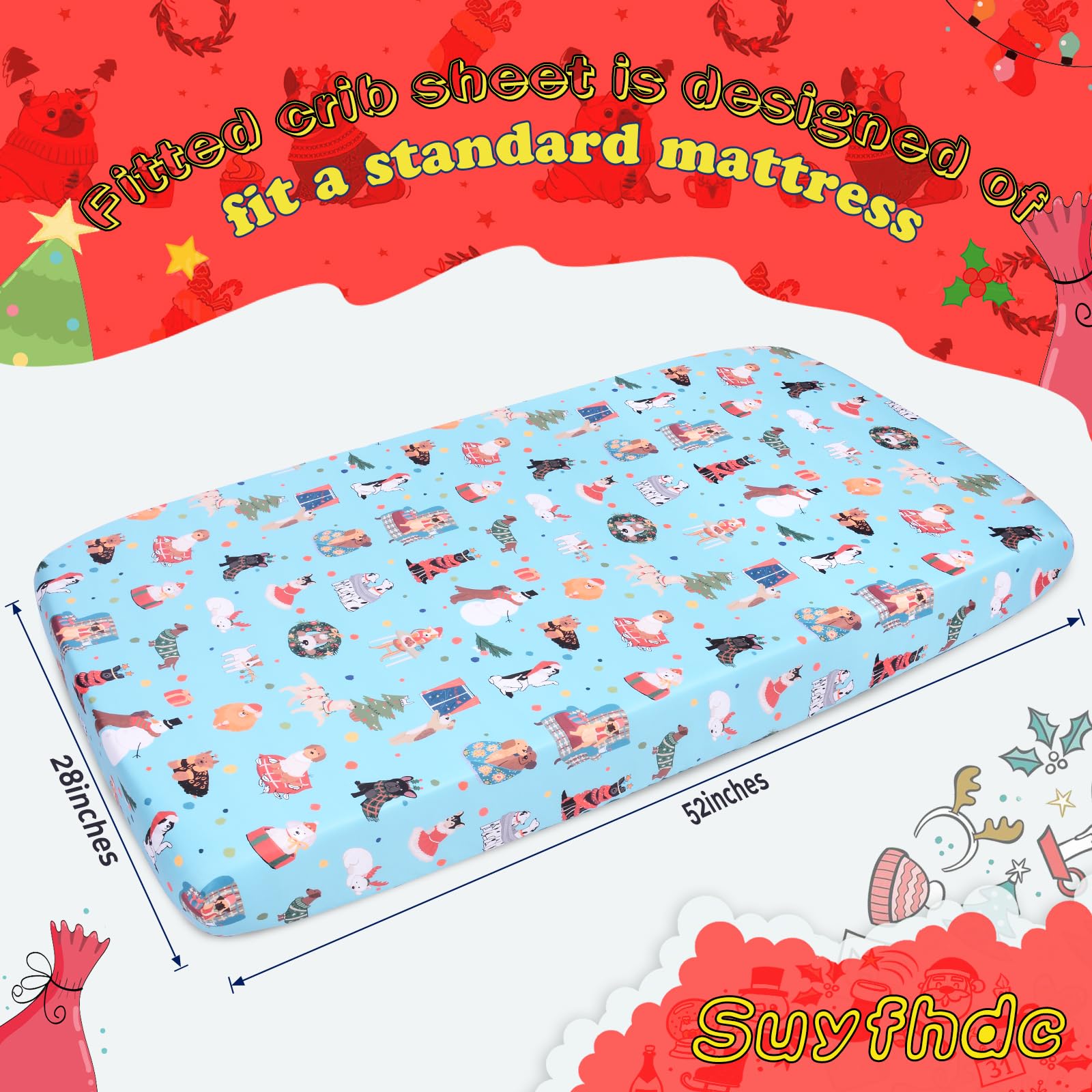 Mini Crib Sheets for Boys and Girls,SUYFHDC 38 * 24in Crib Sheets, Soft and Cozy Crib Sheets, Crib Sheet for Standard Crib and Toddler Mattresses - 1 Pack