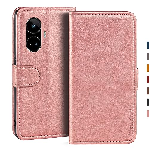 Shantime for Oppo Realme GT Neo 6 Case, Leather Wallet Case with Cash & Card Slots Soft TPU Back Cover Magnet Flip Case for Oppo Realme GT5 5G (6.74β) Rosegold