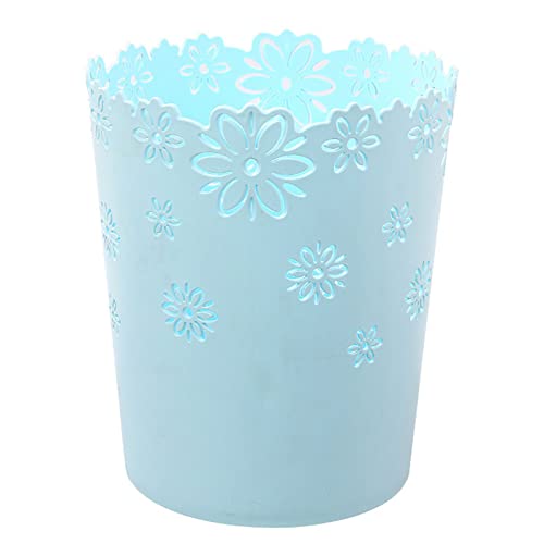 Scakbyer Wastebasket, Hollow Flower Shape Plastic Lidless Wastepaper Baskets Trash Can - M - Blue