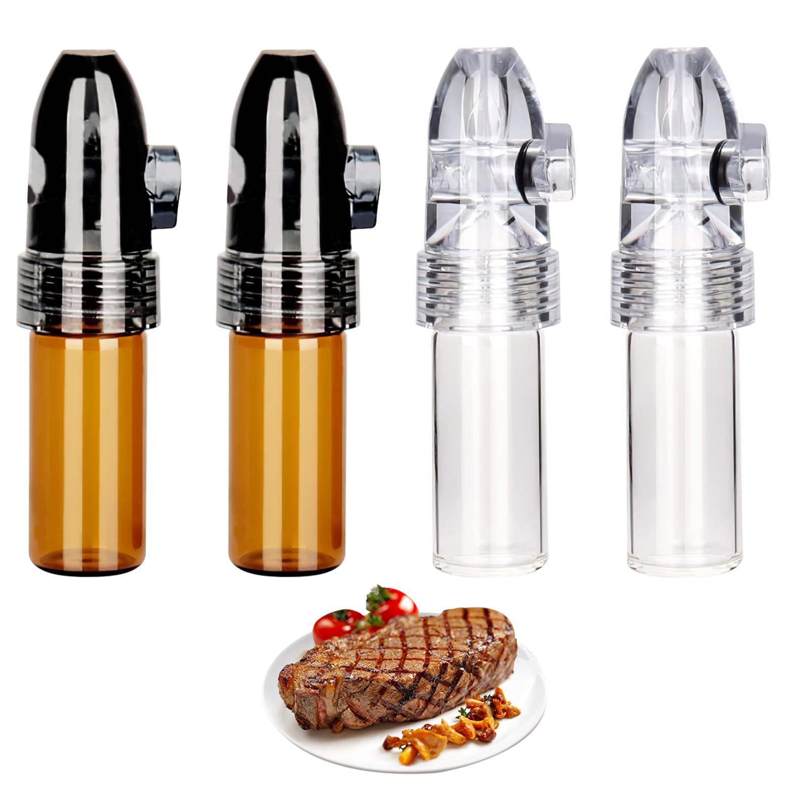 Oreutkd 4 Pack Camping Spice Containers, Portable Spice Dispenser with Knob Switch Storage Bottle, Salt and Pepper Shakers Spice Storage for Outdoor Activities Traveling Cooking (2.67" x 0.59")