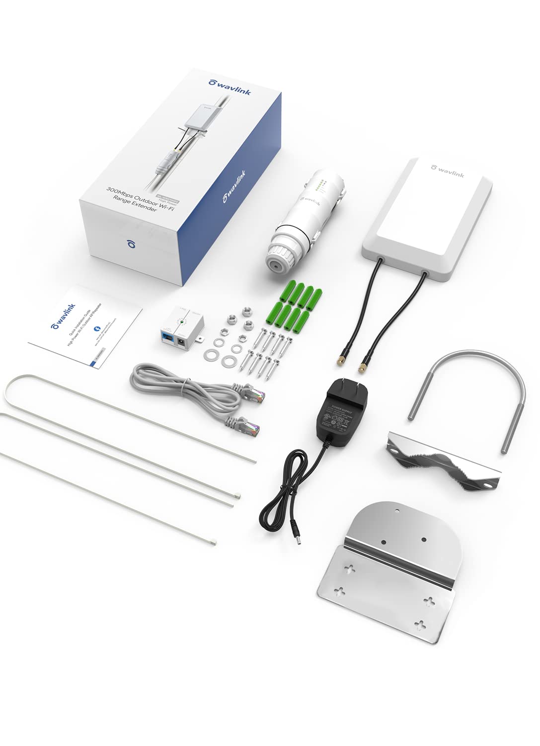 Wavlink Wireless 2.4GHz 300Mbps Long Range Weatherproof Outdoor AP/Repeater CPE Kit for PtP and PtMP Transmission | Point to Point WiFi Bridge | 2 * 2 MIMO 11dBi Antenna, 1.5km | Passive PoE Powered