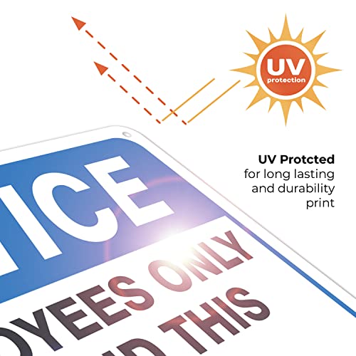 Notice Employees Only Beyond This Point Sign, 10x7 Inches, Rust Free .040 Aluminum, Fade Resistant, Made in USA by Sigo Signs