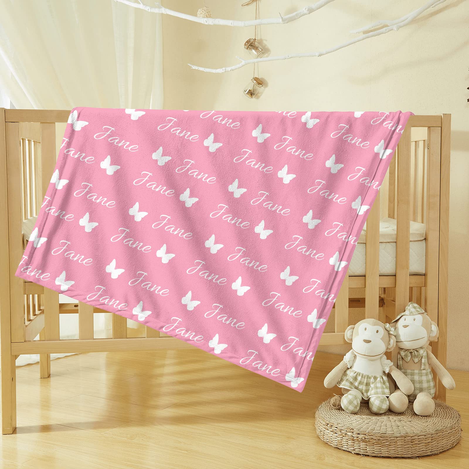 Personalized Baby Blankets with Name, Custom Baby Blankets for Girls and Boys with Cute Pattern, Soft Throws Name Blanket for Kids, Personalized for Newborn Infant, New Mom Gifts