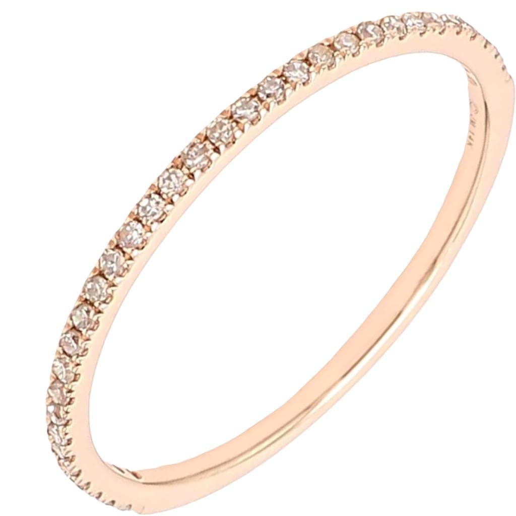 JewelMore 0.08 Carat (ctw) 10K Gold Round White Diamond Ladies Dainty Anniversary Wedding Stackable Ring (White Gold, 7.5)