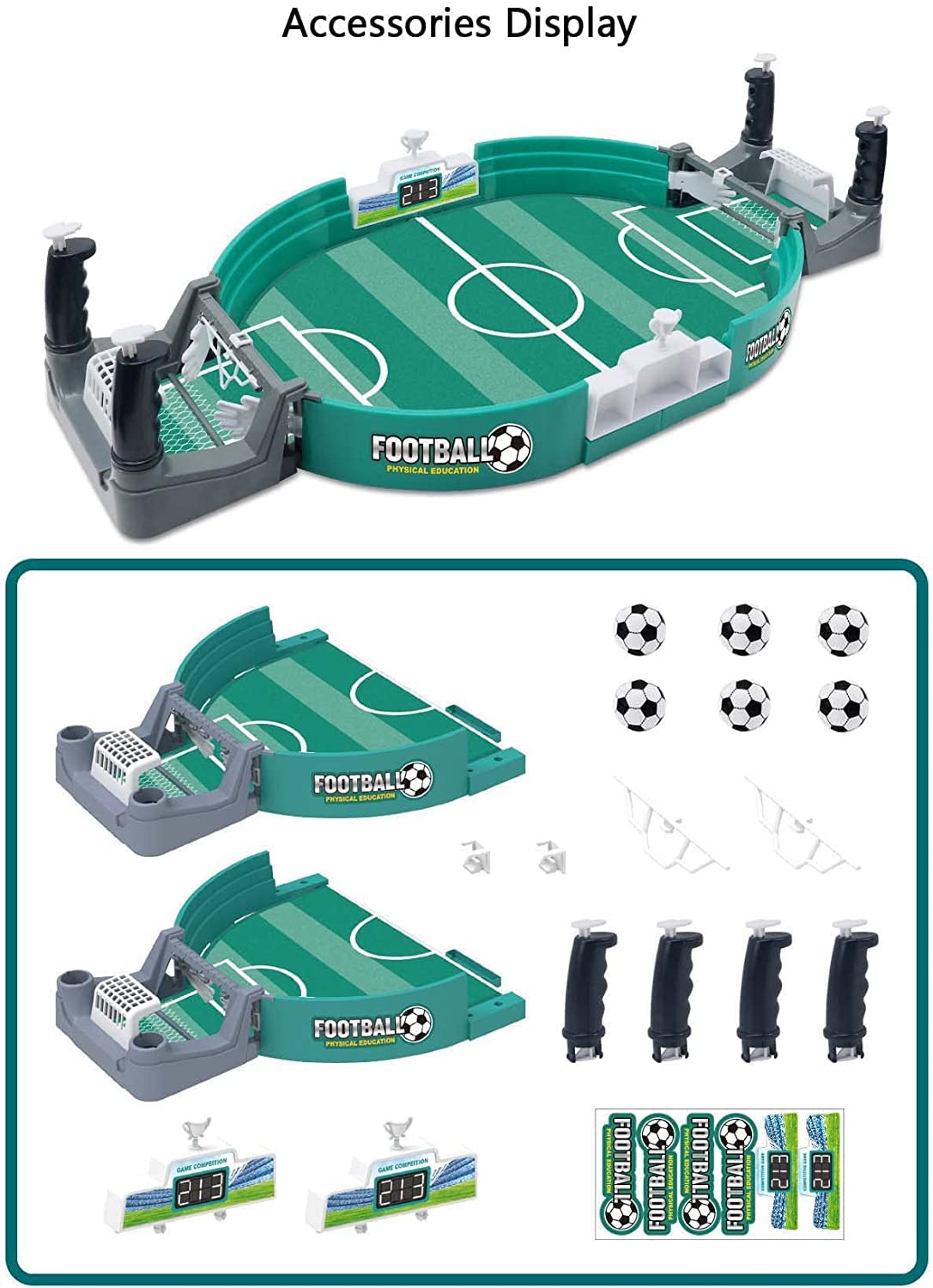 Mini Interactive Foosball Game, Tabletop Football Game Toy, Parent-Child Interactive Desktop Sport Board Game, Desktop Toy for Kids Adults (Large)