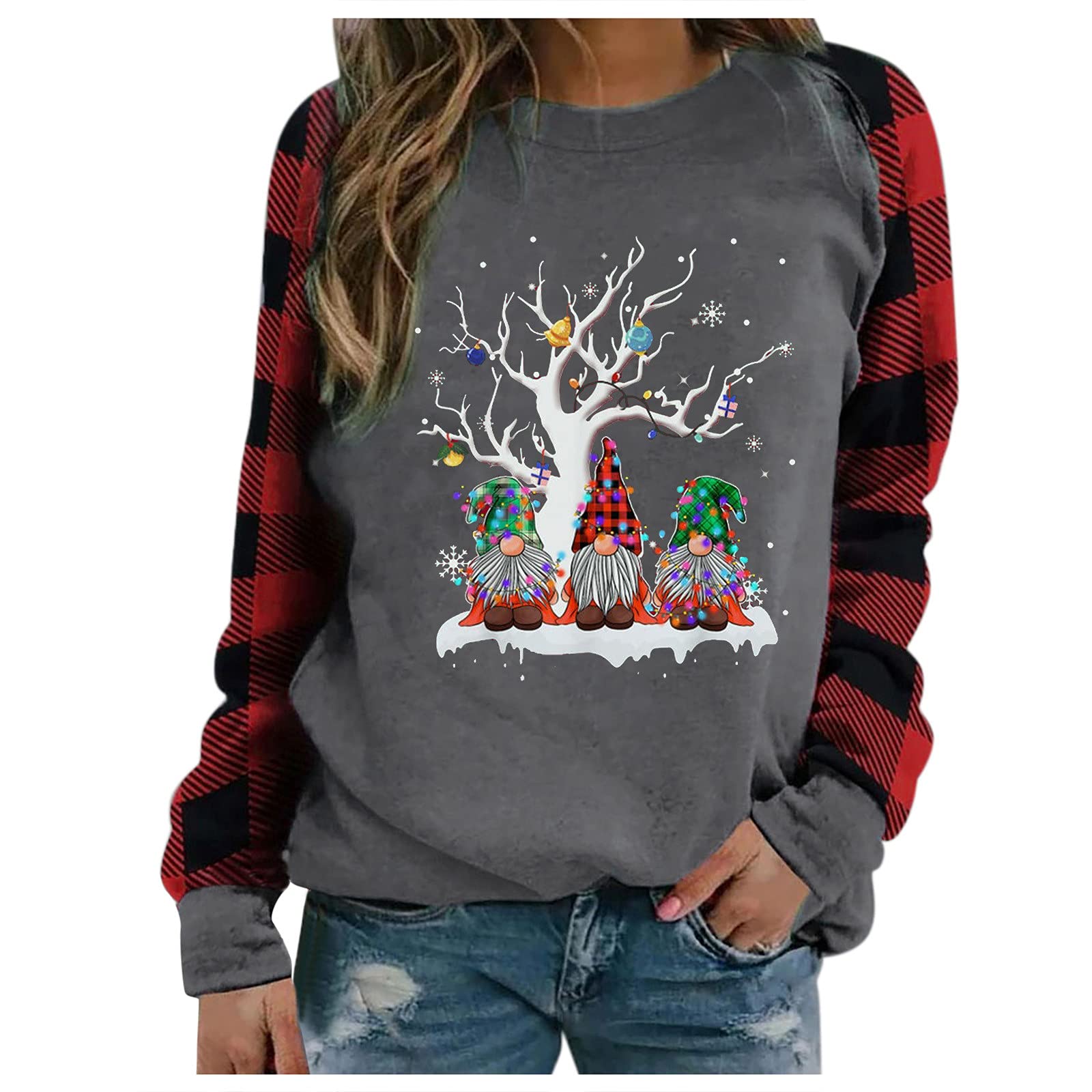 Pullovers For Women Round Neck Pullover Shirts Long Sleeve Sweatshirts Fashion Casual Hoodie Tops Clothes Outfits White