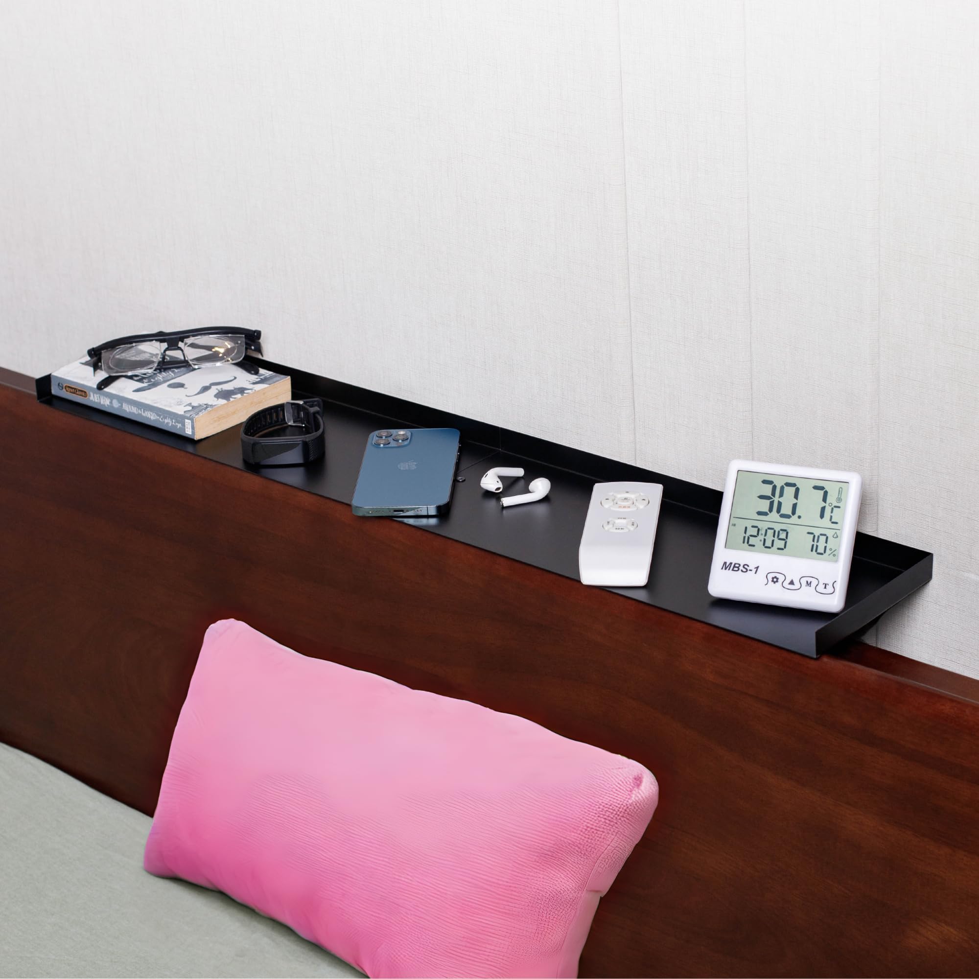 No-Screws Bed Headboard Shelf Attachment - METAL Twin, King, Queen Headboard Shelf - Renter Friendly Over Bed Storage Shelf for Bed - Dorm Headboard Shelf - Headboard Shelf King Headboard Shelf Queen