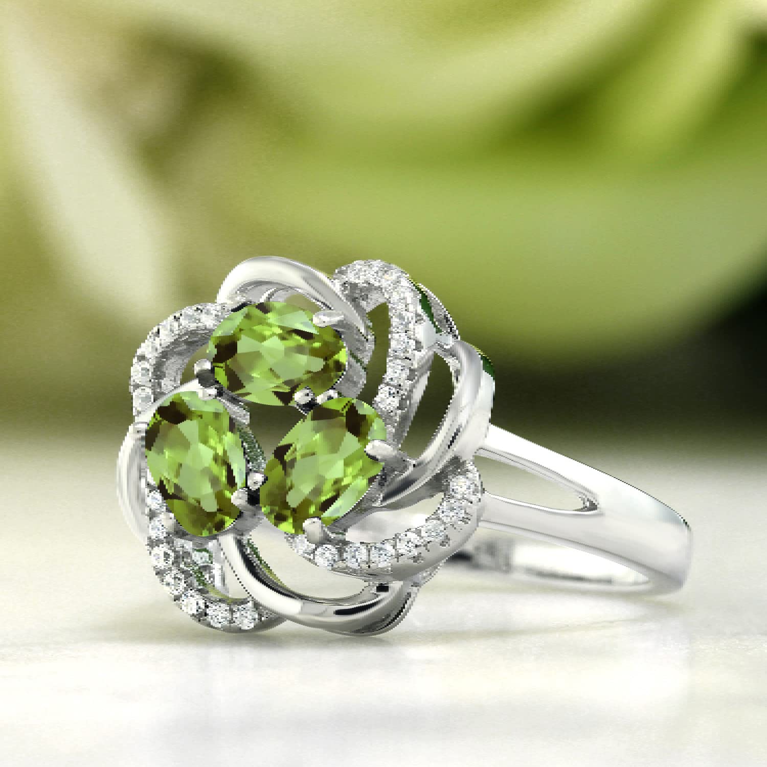 Gem Stone King 925 Sterling Silver Green Peridot Ring For Women (1.87 Cttw, Oval 6X4MM, Gemstone August Birthstone, Available In Size 5, 6, 7, 8, 9)