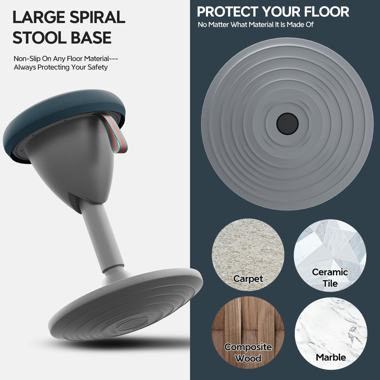 Wobble Stool Standing Desk Stool, Adjustable Height Active Standing Desk Chair for Office Desks and Classrooms, 360° Balance Stool with Rocking Motion, Non-Slip Base, Portable Stools & Easy Assembled