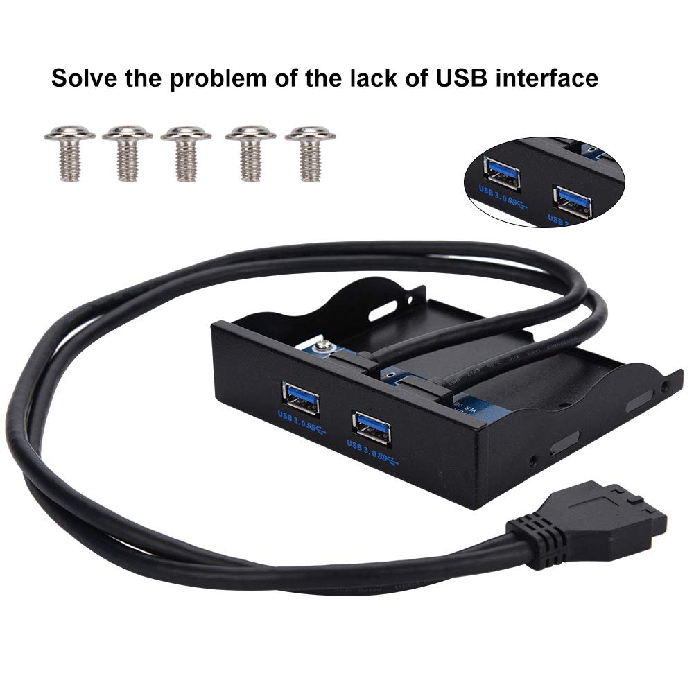 USB HUB Front Panel with 2 USB 3.0 Ports, 3.5 Inch Multport USB3.0 Floppy Front Panel Floppy Bay 19 Pin to 2 Interface USB3.0 HUB, DIY Computer Expansion Board, Replacement PC Parts for Desktop