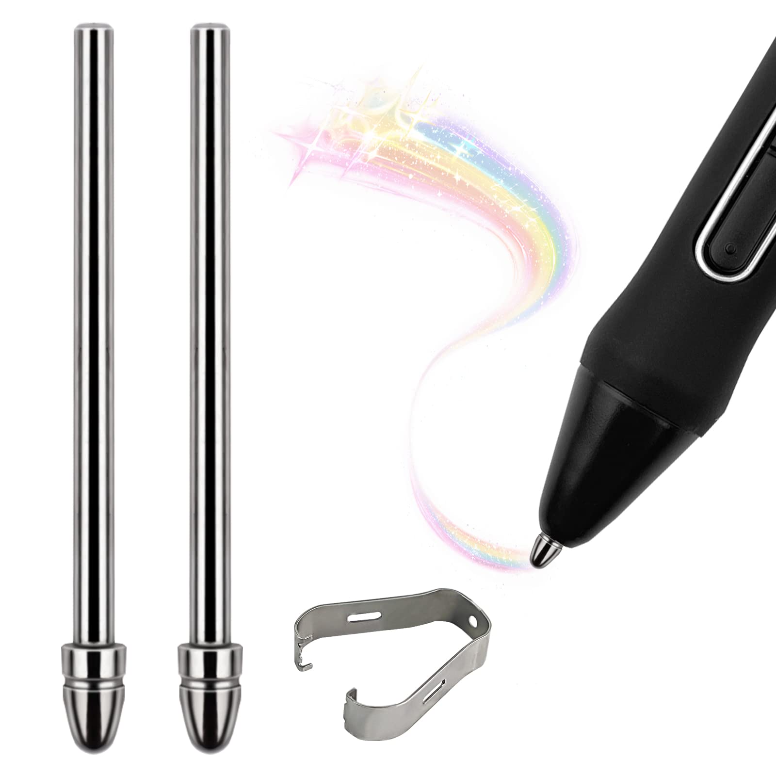 No Worn Out Titanium Alloy Fine Pencil Nibs Compatible with Huion PW517 Digital Stylus,PN05F Ballpoint Replacement Tips fits for Kamvas 13/22 Plus/24 Pro 4K, Kamvas 16 Pro Plus 4K Display Pen,2 Pcs
