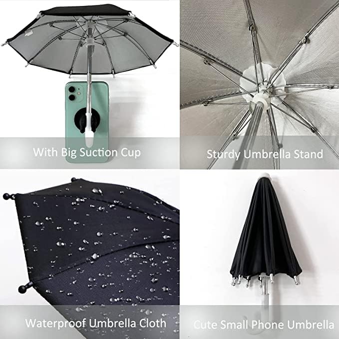 Phone Umbrella Suction Cup Stand,Phone for Sun Shad,Outdoor Anti-Glare Cell Cute Sunshade Holder,Car Navigation Shade Visor,Sun Hood Shield Block Glare (Black)