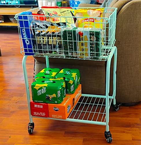 Rolling laundry cart, laundry basket, easy storage cart, easy moved laundry basket, laundry cart with wheels ,2 wheels with breaker.Metal basket,Black (black)