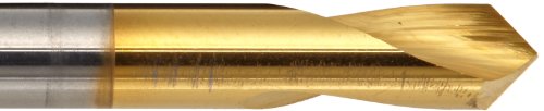KEO 34180 Solid Carbide High Performance NC Spotting Drill Bit, TiN Coated, Round Shank, Right Hand Flute, 90 Degree Point Angle, 1/8" Body Diameter, 1-1/2" Overall Length