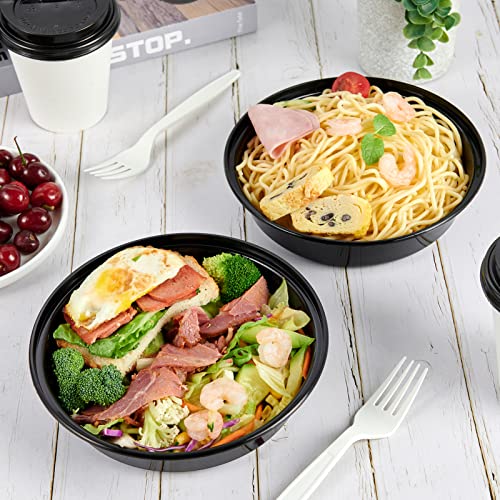 MUCHII [50 Pack Meal Prep Container, 24 oz Round To Go Containers with Lids, Plastic Containers for Food Microwave and Freezer Safe.