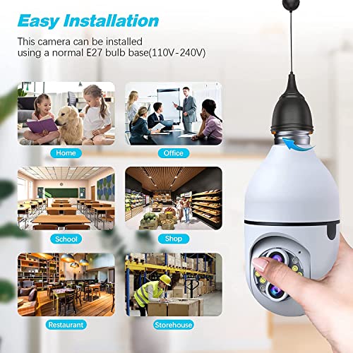 TOGUARDGO 【10x Zoom Light Bulb Security Camera Outdoor Wireless WiFi, 360° Pan/tilt Light Socket Security Cameras for Home with Spotlight,1080P FHD Color Night Vision, Auto Tracking, Alerts