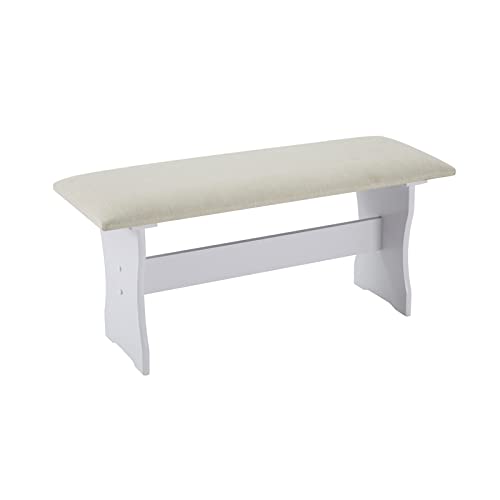 Riverbay Furniture Wood Storage Nook Kitchen Dining Breakfast Set in White and Beige