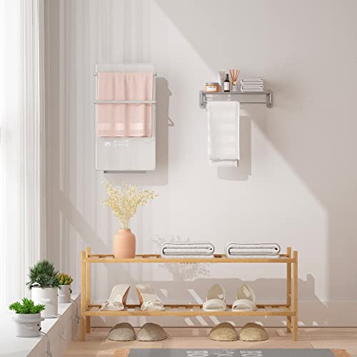 RONGJIA 2-Tier Natural Bamboo Shoe Rack - Stackable Storage Shelf with Multi-Function Combinations - Free Standing Shoe Racks for Convenient Shoe Organization(Natural) 11" D x 27" W x 13" H