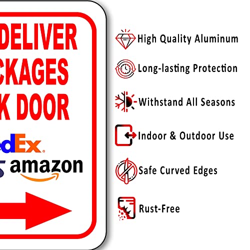 Please Deliver All Packages to Back Door Right Arrow Delivery Sign for Delivery Driver Delivery Instructions for My Packages from Amazon, FedEx, USPS, UPS - Indoor Outdoor Signs for Home - 8.5"x10"