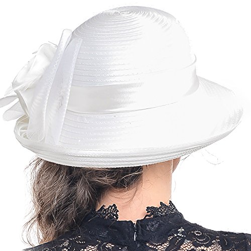 FORBUSITE Church Kentucky Dress Derby Hats for Women White