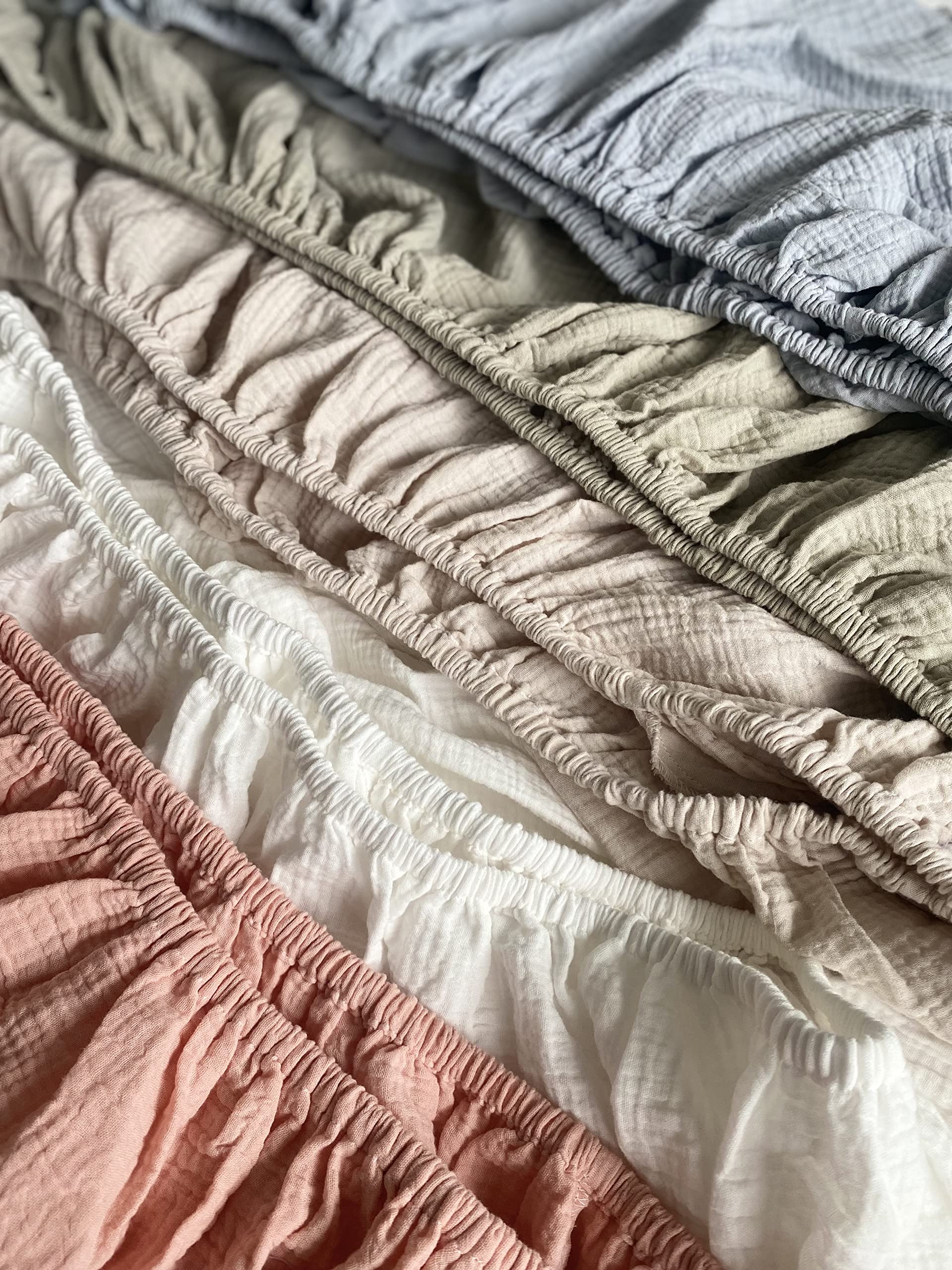 Neutral Muslin Crib Sheets (Creamy White)