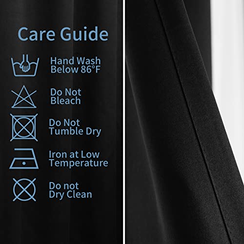 Pickluc Grommet Blackout Curtain for Living Room, Light Blocking Drapes, Thermal Insulated, Noise Reduction, 52 Inches Wide x 96 Inches Long, Black, 2 Panels