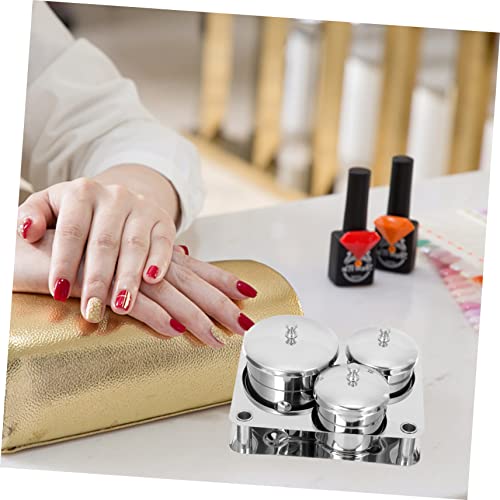 NIYANGLE 5 Sets Nail Dappen Dish Nail Holder Guasha Tool Metal Tray Nail Tool Kit Uñas Acrilicas Nail Art Use Cup Nail Art Cleaning Tool Nail Liquid Holder Nail Brush Nail Polish Bracket
