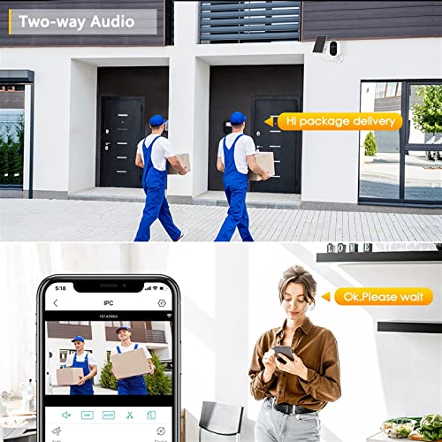 Security Camera Camera WiFi Solar Camera Outdoor Night Vision IP Camera and 6000mAh Rechargeable Battery Security Camera CCTV Video Surveillance Camera Surveillance Camera with Spotlight ( Color : 128