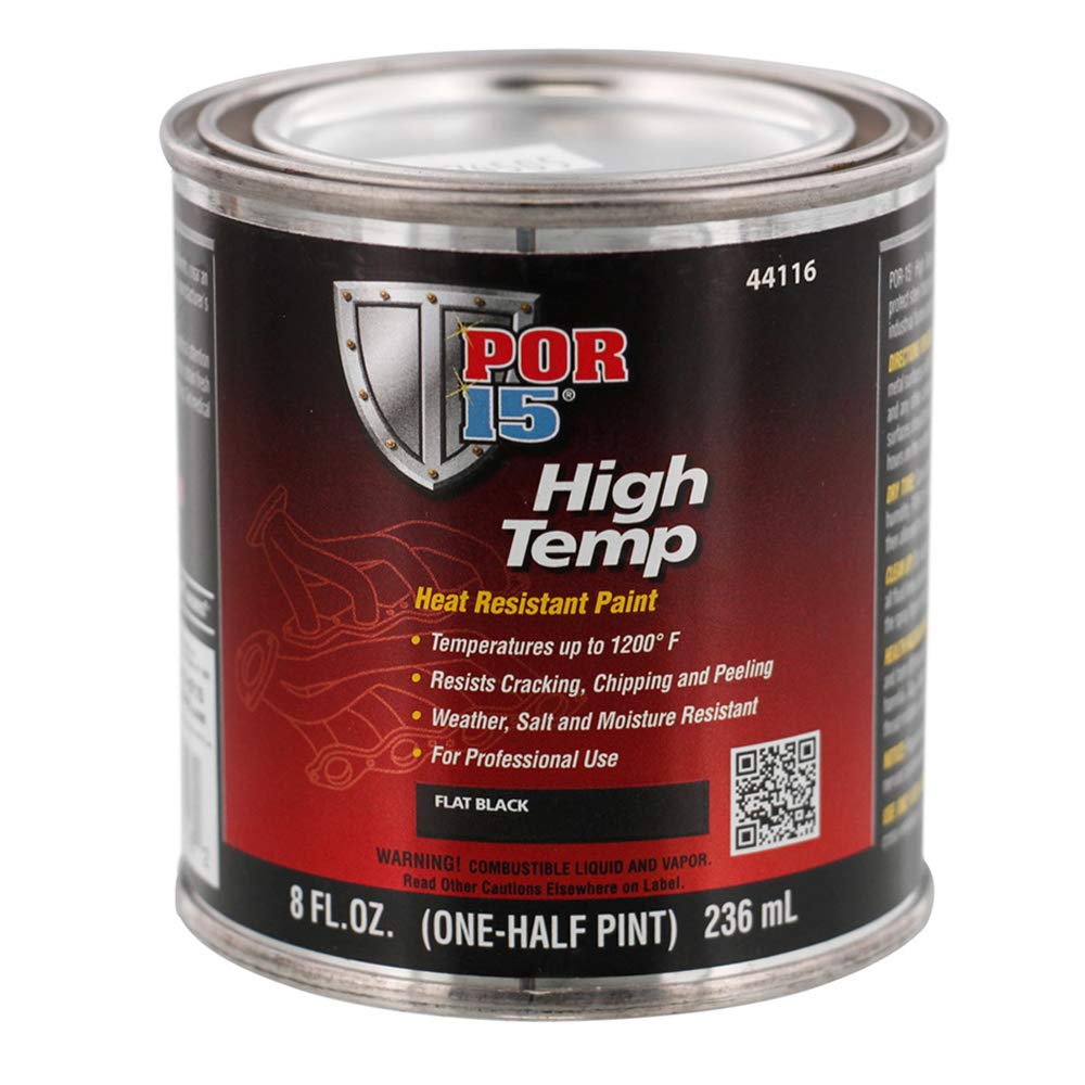 POR-15 High Temperature Paint, High Heat Resistant Paint, Weather and Moisture Resistant, 8 Fluid Ounces, Flat Black