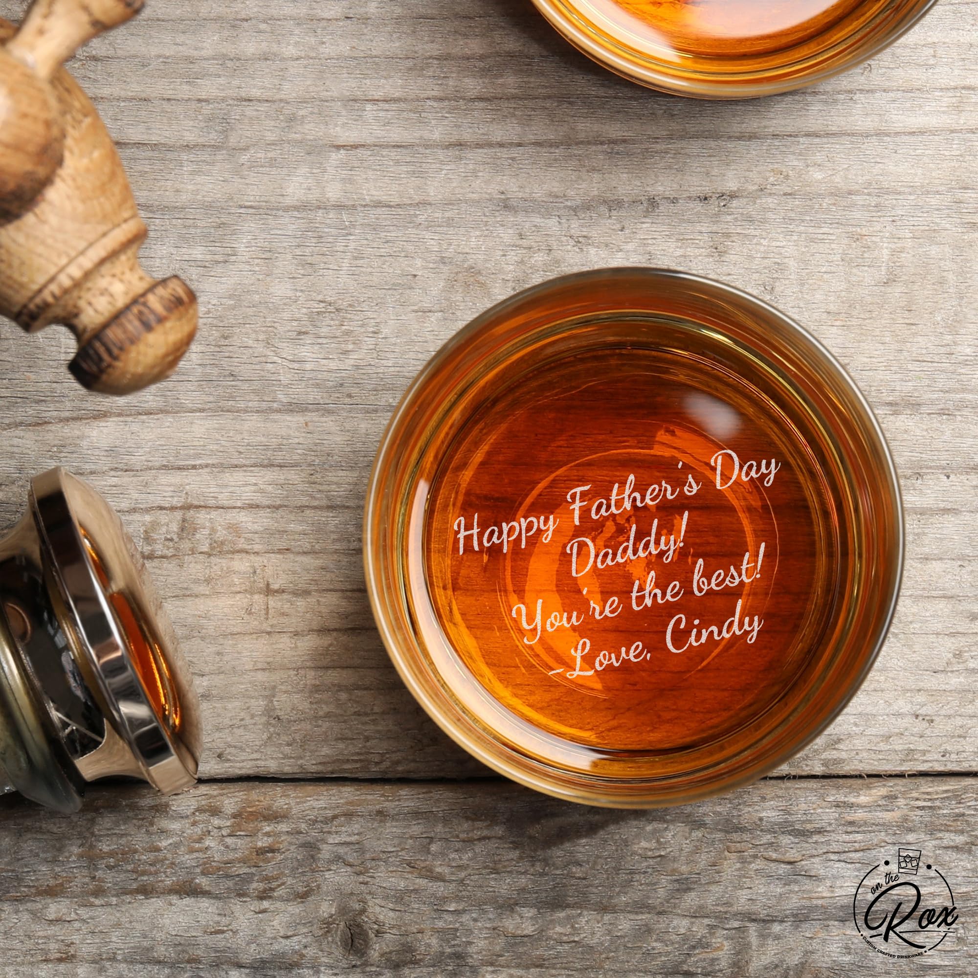 Personalized Whiskey, Bourbon Glass Gifts - Custom Engraved Handwritten Message Gift for Him - Personalized Bourbon Glass - 11 oz Engraved Handwritten Message Scotch Glass - Birthday, Anniversary