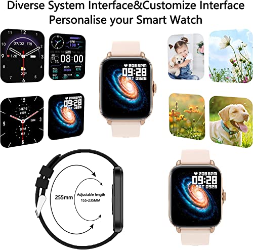 Ryscom Smart Watch for Woman Digital Social Networks Notifications Sports Luxury Casual Sports Call Bluetooth Calls Bluetooth goldesn Pink Notifications