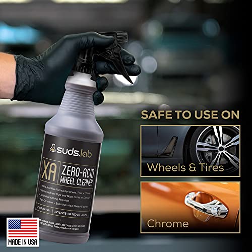 Suds Lab XA Zero-Acid Wheel Cleaner - Cleans Brake Dust and Grime for Car Rims and Tires - Safe on Chrome, Alloy and Aluminum Rims - 64 oz