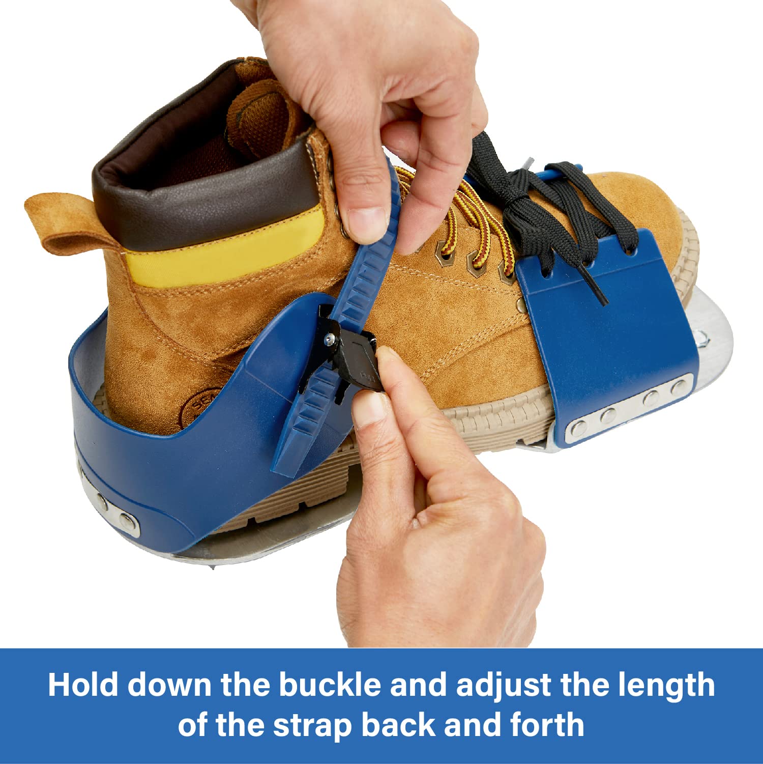Leweio Gunite Spiked Shoes with 3/4in Short Spikes,New Upgrade Strap Design and Non-Slip Adjustable Snap for Epoxy Floor,Blue Color (Pair)