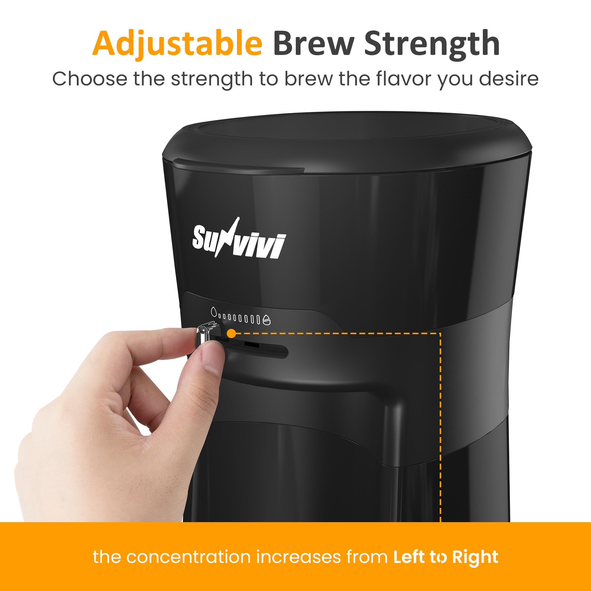 Sunvivi Iced Tea Maker with 2.5-Quart Pitcher, Iced Coffee Brewing Maker for Ground Coffee, Tea Bags, Loose Leaf Tea, 7 Cups Coffee Machines for Home, Strength Control for Flavor, Black